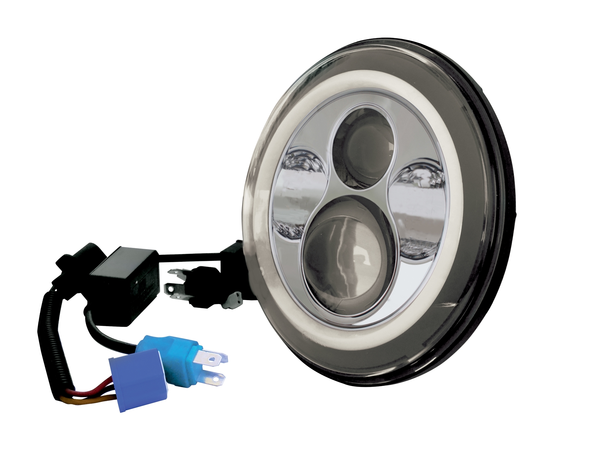 MID-USA Motorcycle Parts. 7" LED HEADLIGHTS WITH HALO FOR CUSTOM USE